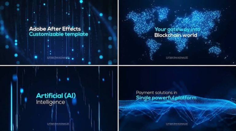 Form & Plexus线条背景文字标题、数字世界特效片头AE模板-视觉CG